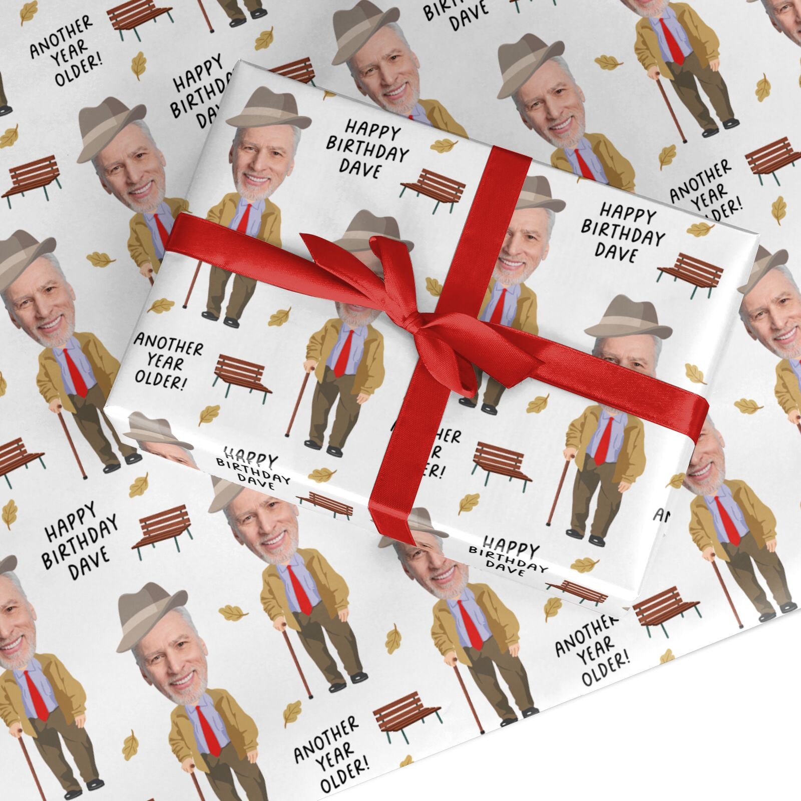 Funny Old Man Personalised Photo Face Wrapping Paper – Dyefor