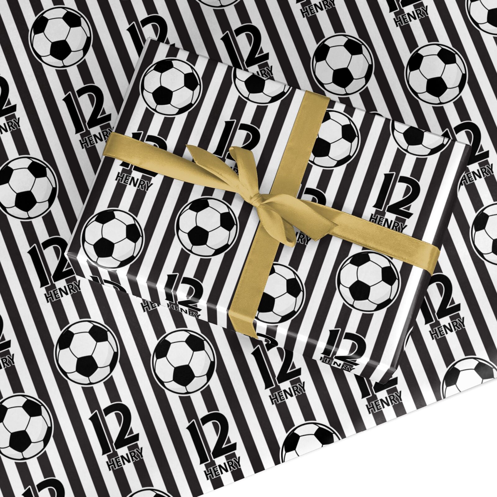 Personalised Black and White Football Wrapping Paper – Dyefor