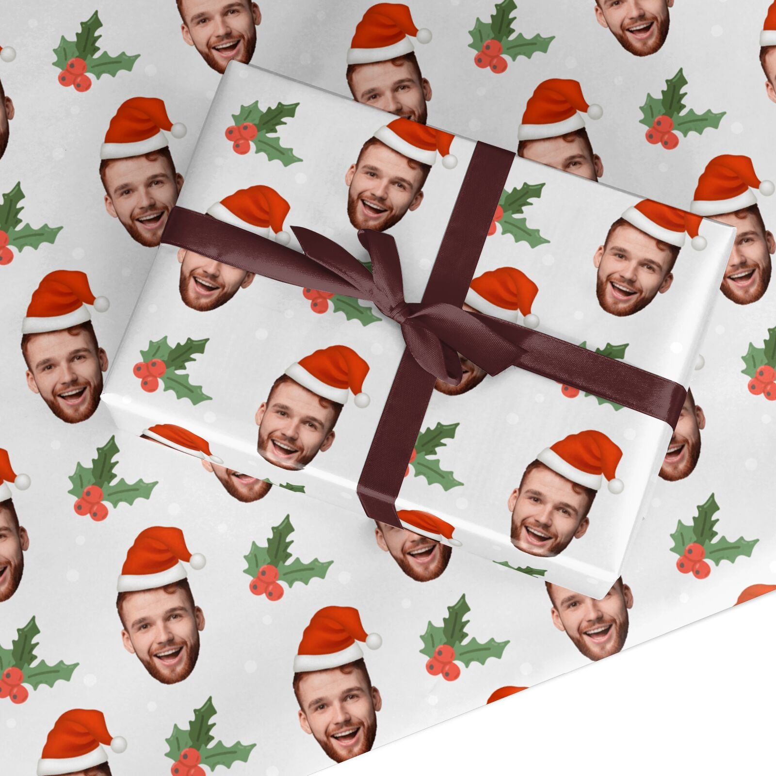 Personalised Santa Hat Photo Face Wrapping Paper – Dyefor