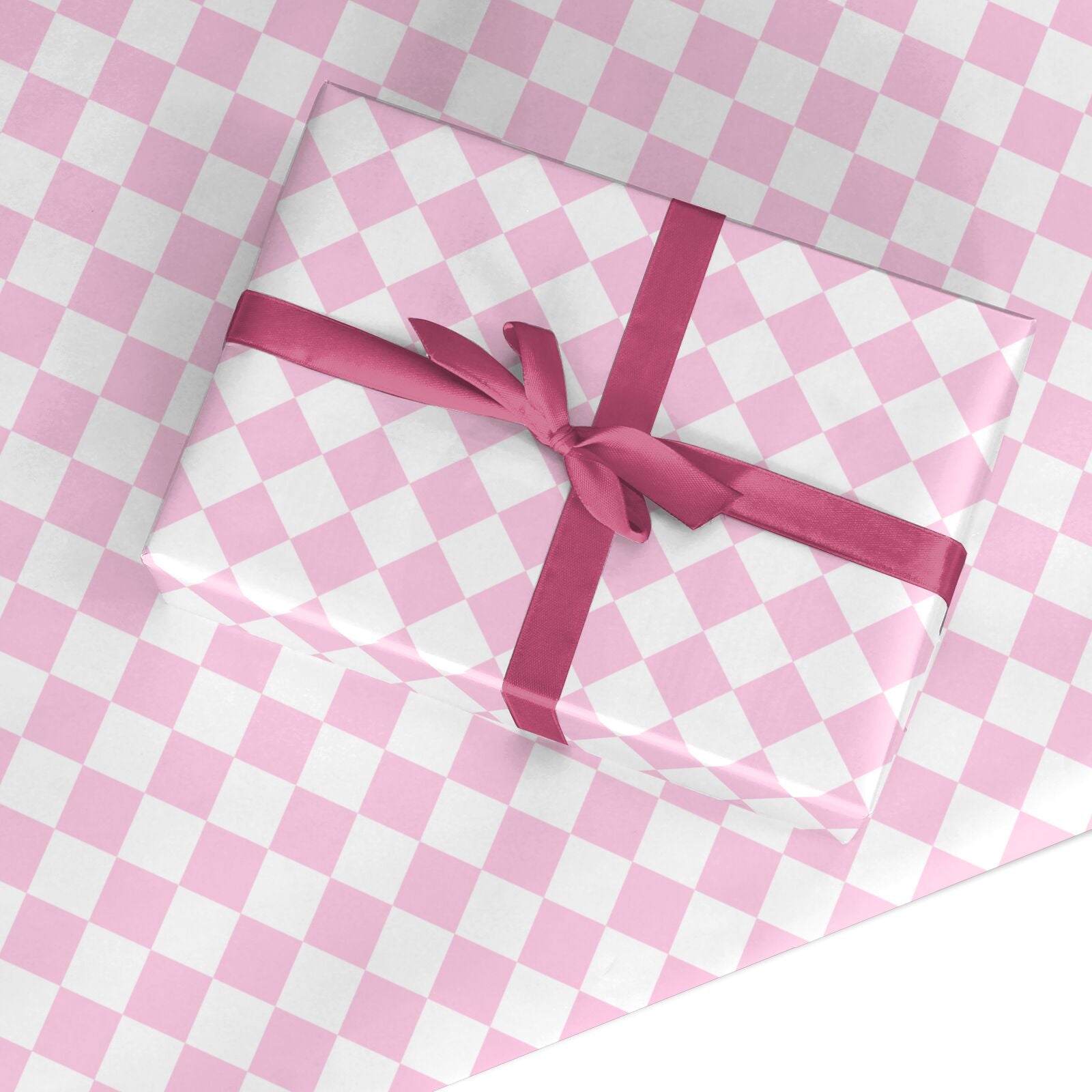 Pink and White Checkered Wrapping Paper – Dyefor