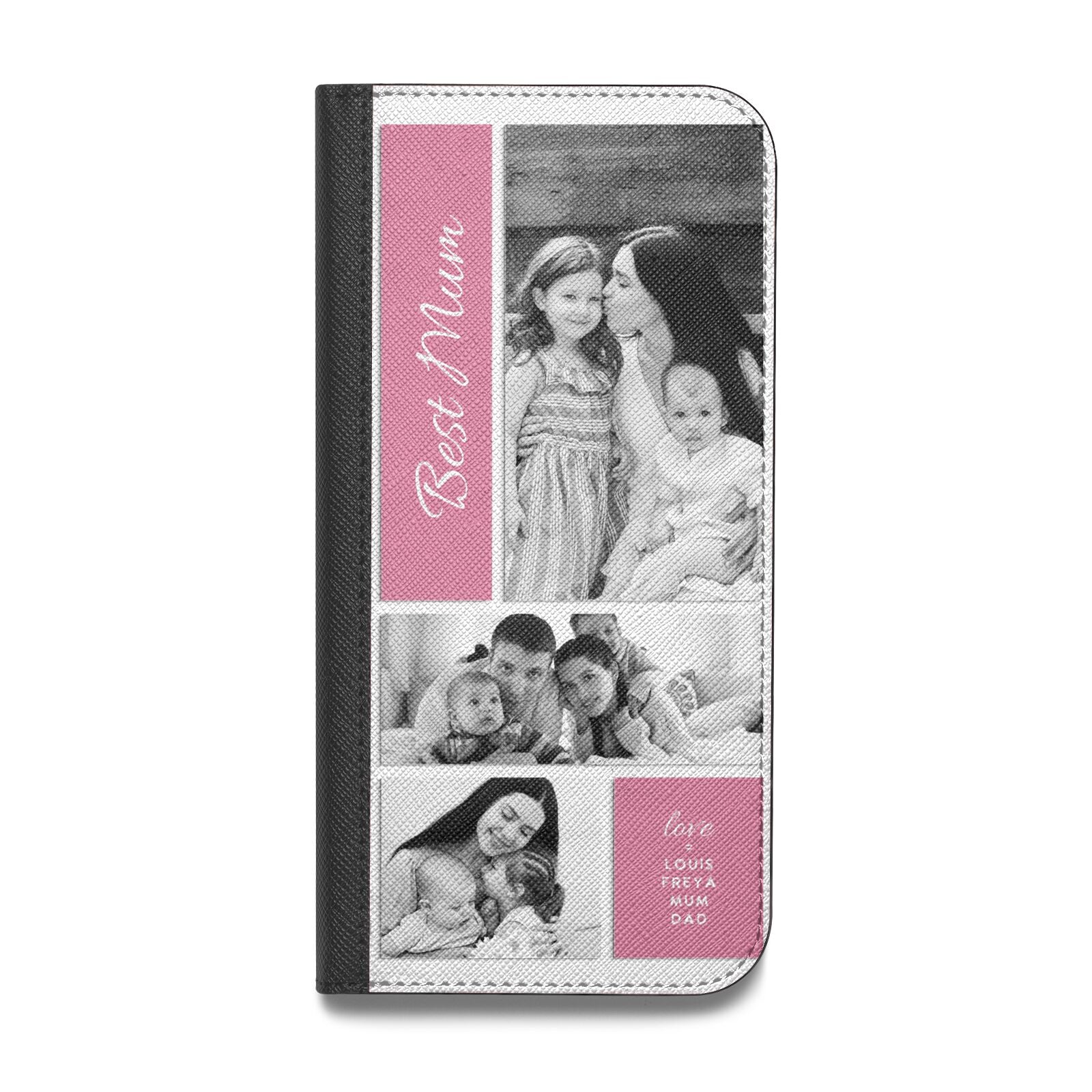 Best Mum Photo Collage Personalised Vegan Leather Flip iPhone Case – Dyefor