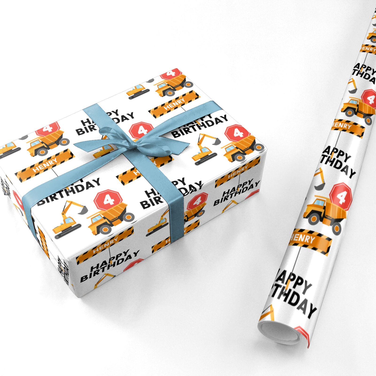 Boys Birthday Diggers Personalised Wrapping Paper – Dyefor