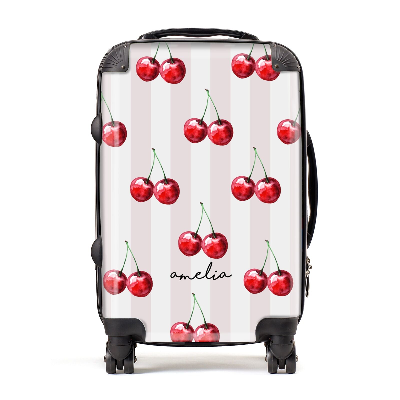 Cherry and Stripes with Name Suitcase – Dyefor