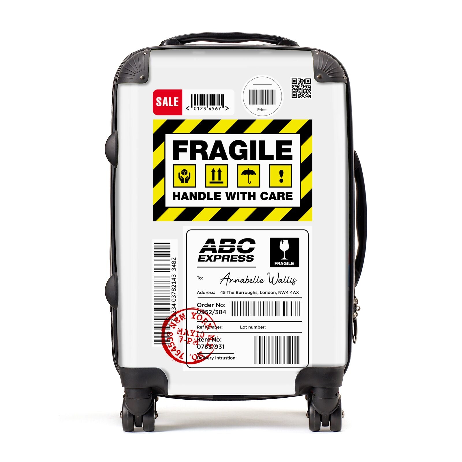 Fragile Courier Labels with Name Suitcase – Dyefor