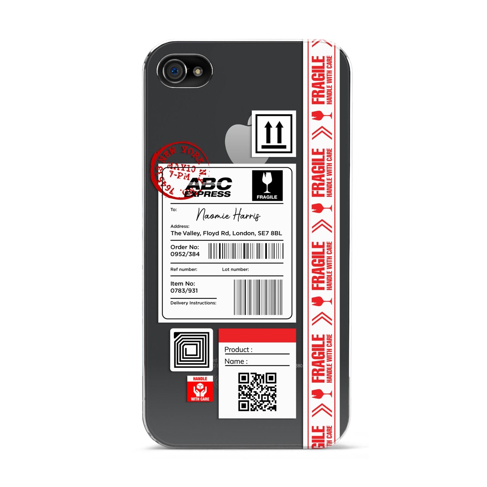 Fragile Delivery Labels with Name iPhone Case – Dyefor