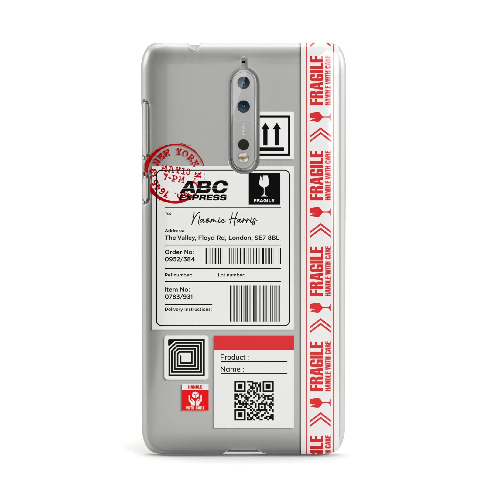 Fragile Delivery Labels with Name Nokia Case – Dyefor