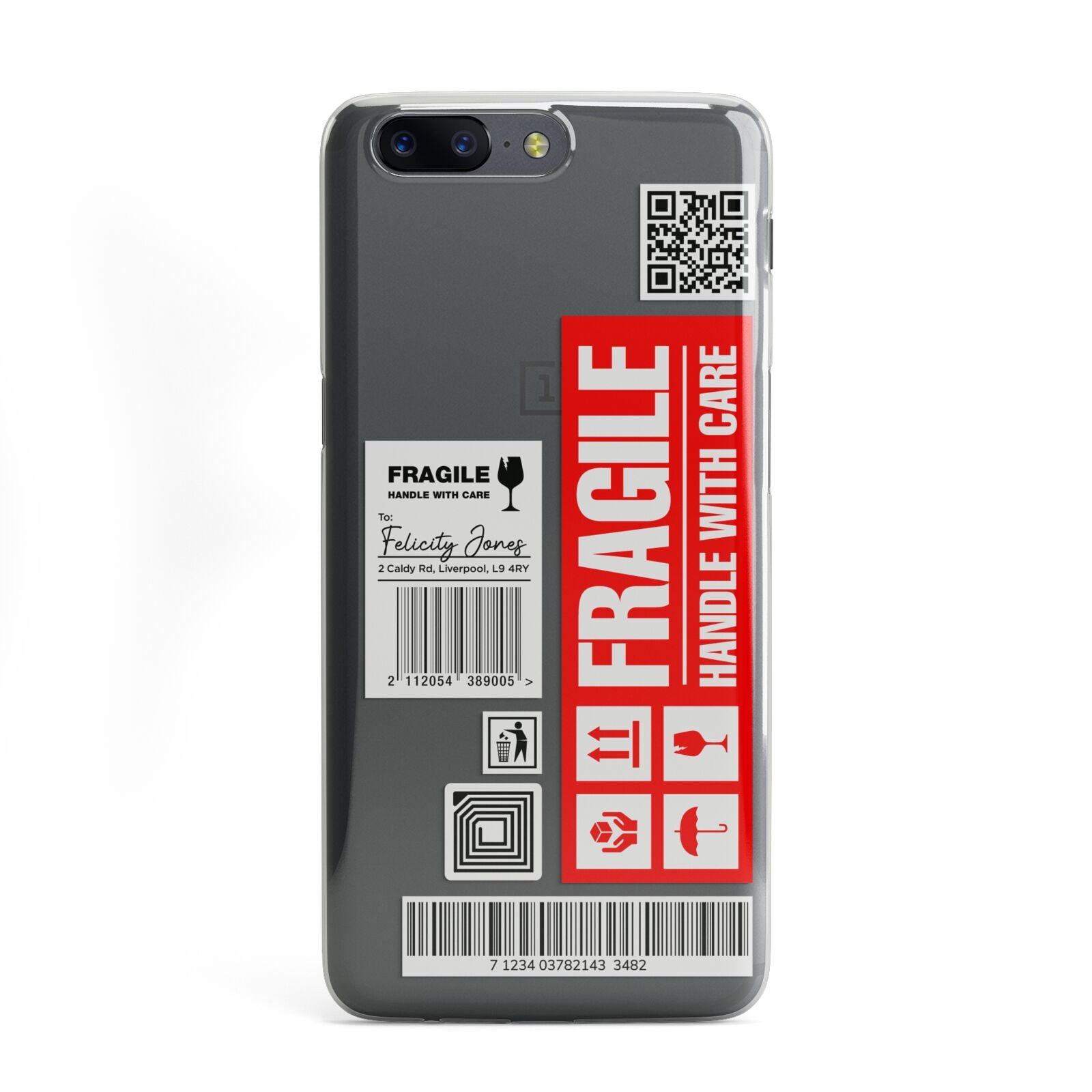Fragile Parcel Labels with Name OnePlus Case – Dyefor