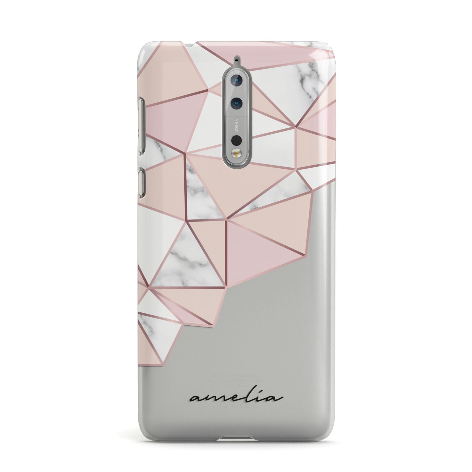 Geometric Pink Marble with Name Nokia Case – Dyefor