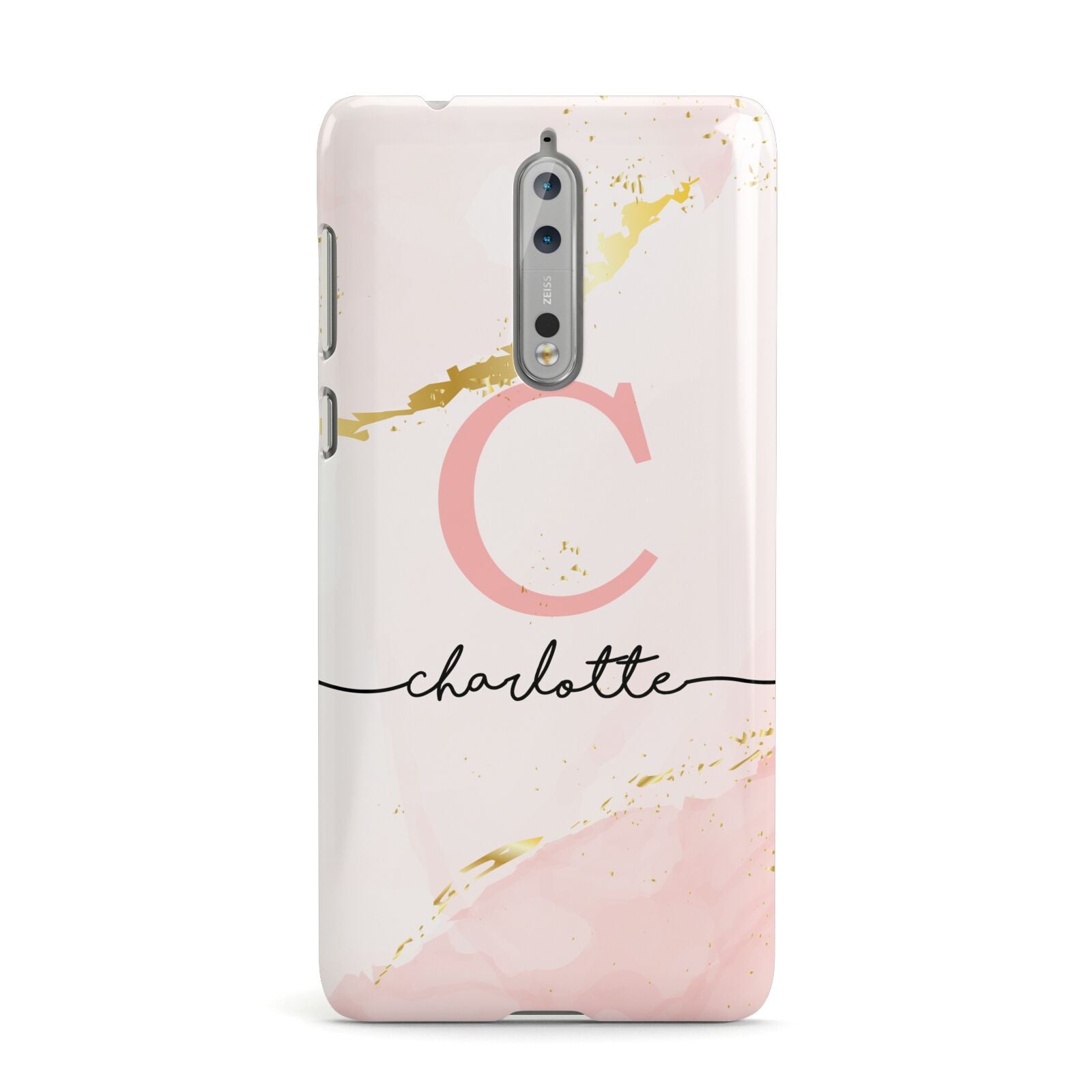 Initial Pink Gold Watercolour Custom Marble Nokia Case – Dyefor