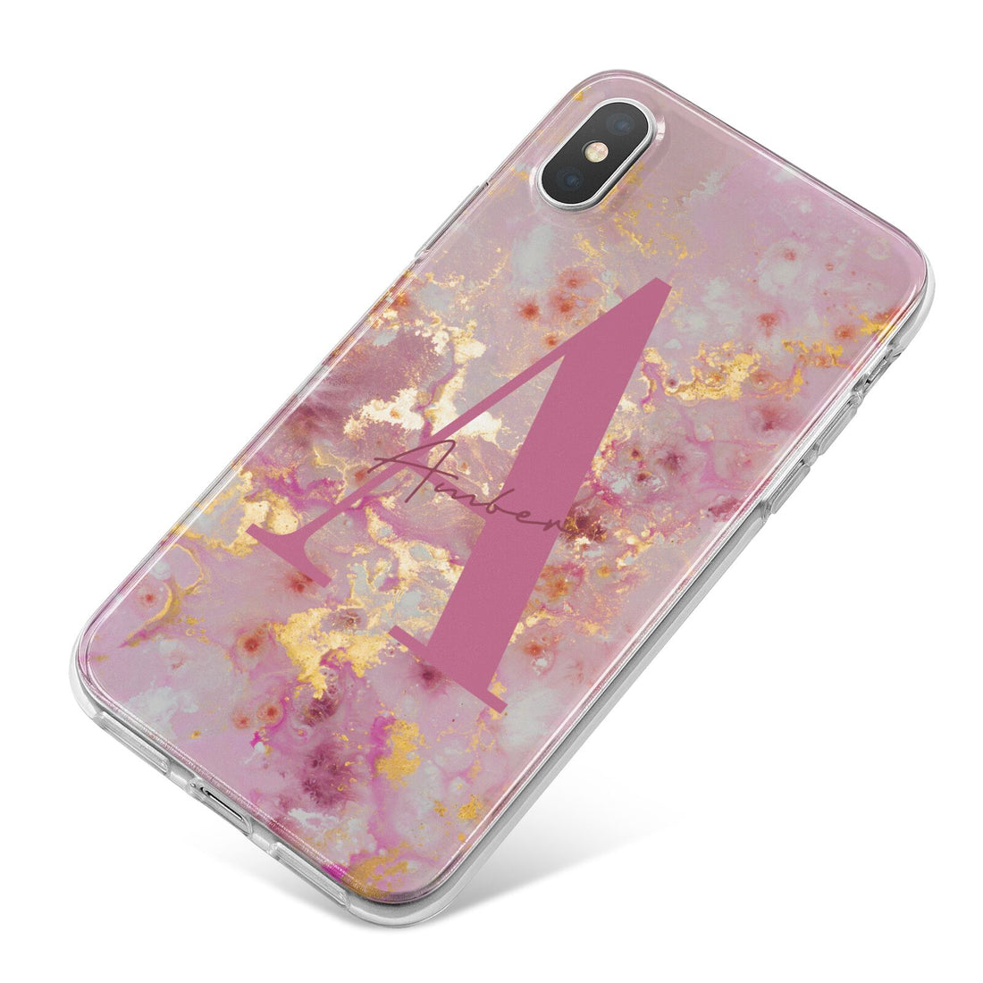 Monogrammed Pink & Gold Marble iPhone Case – Dyefor
