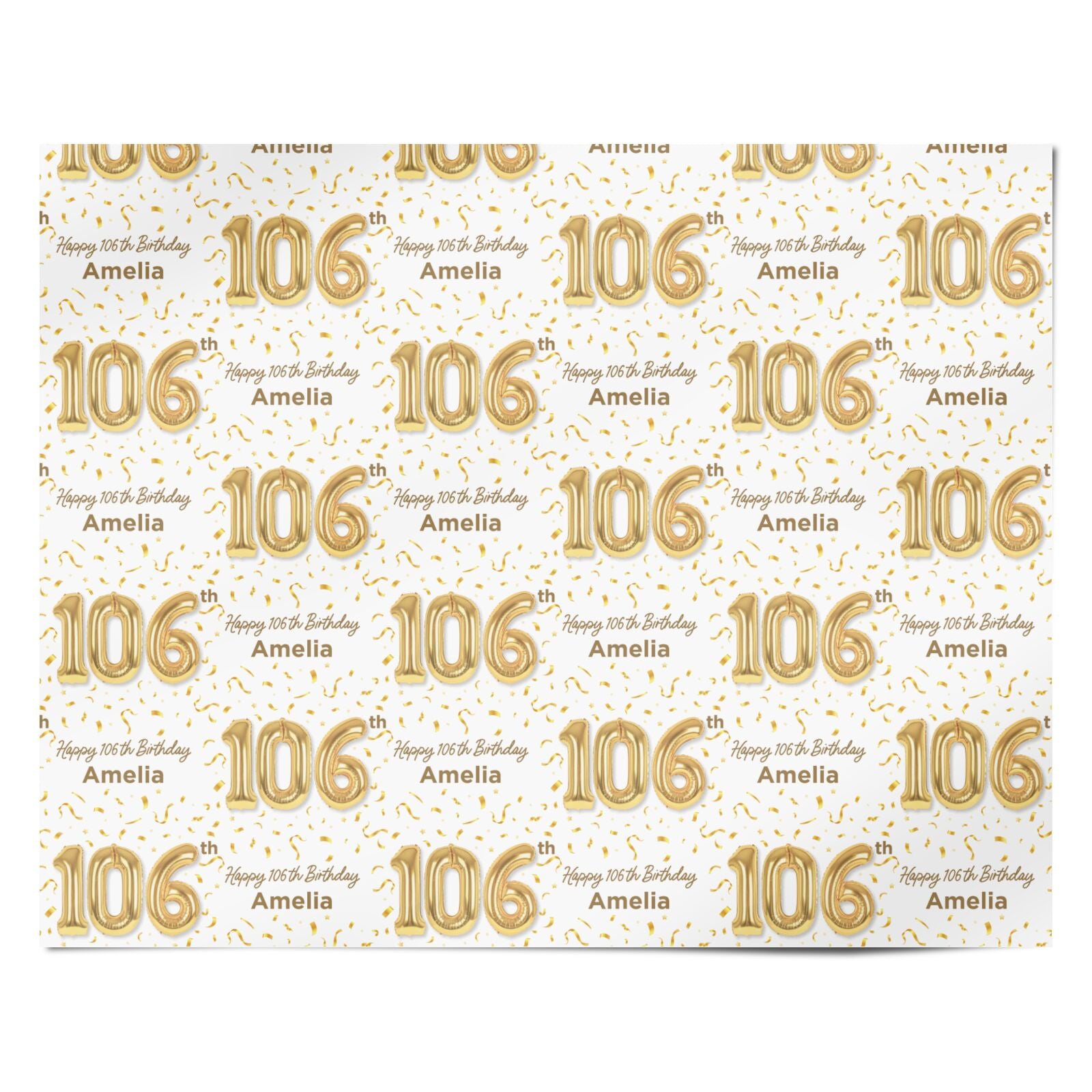 Personalised 106th Birthday Wrapping Paper – Dyefor
