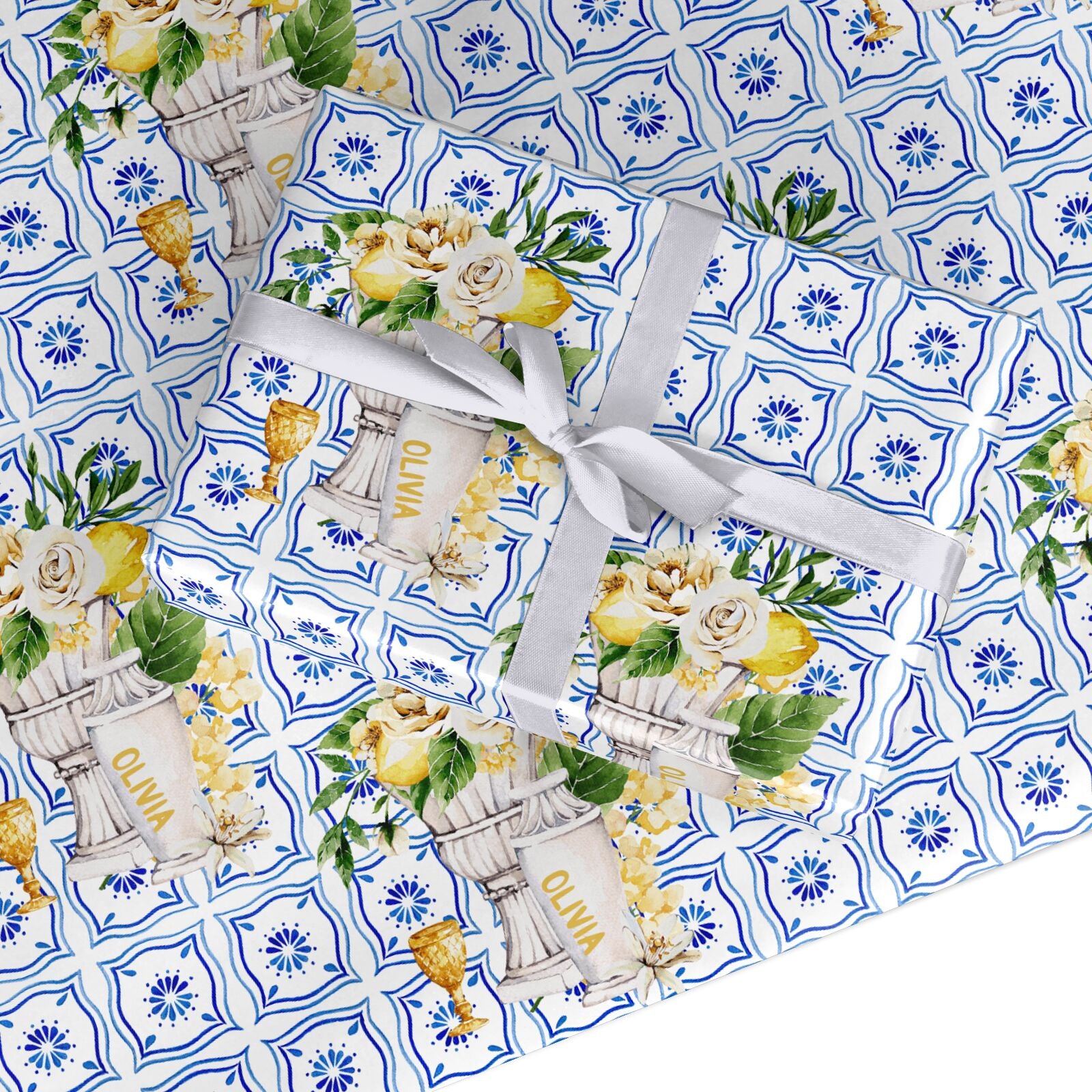 Personalised Greek Tiles Wrapping Paper – Dyefor