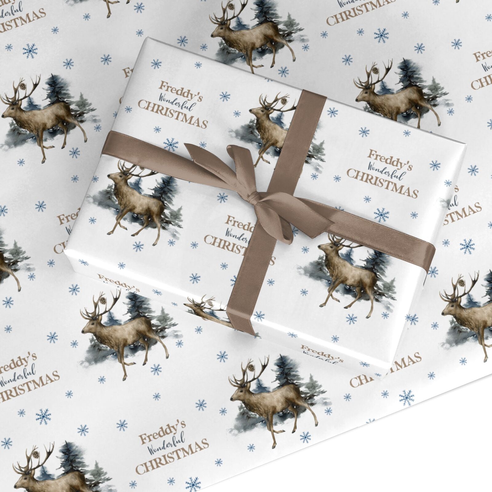 Personalised Name Reindeer Wrapping Paper – Dyefor