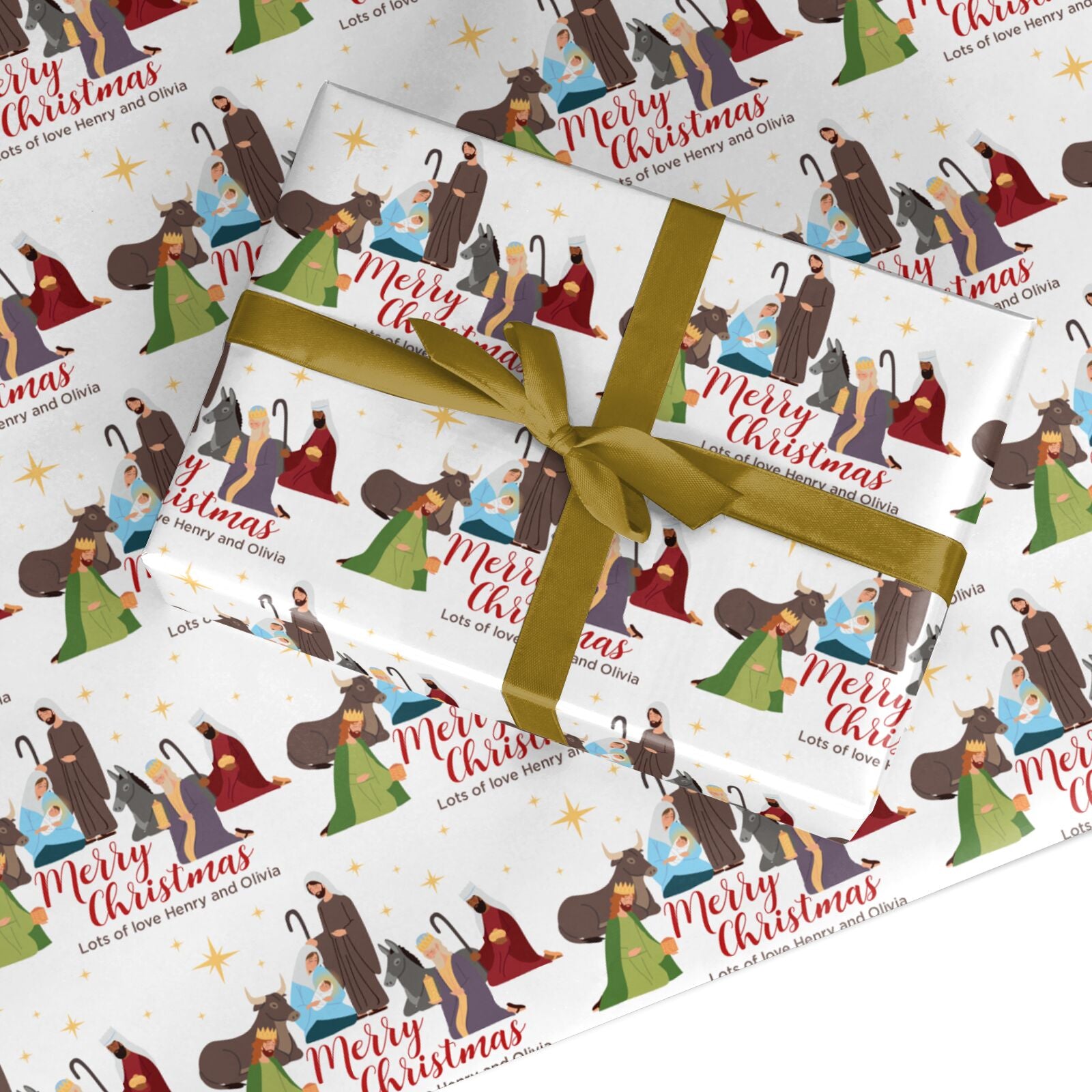 Personalised Nativity Scene Wrapping Paper – Dyefor