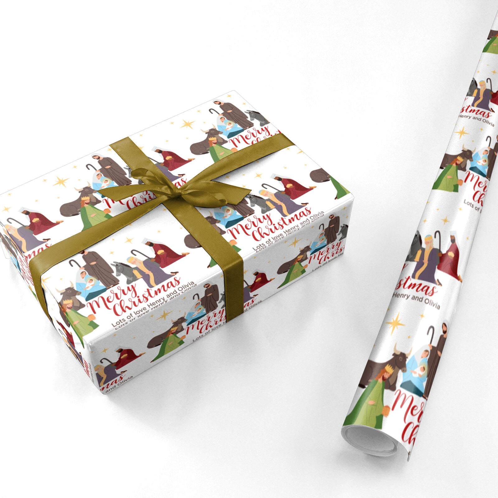 Personalised Nativity Scene Wrapping Paper – Dyefor