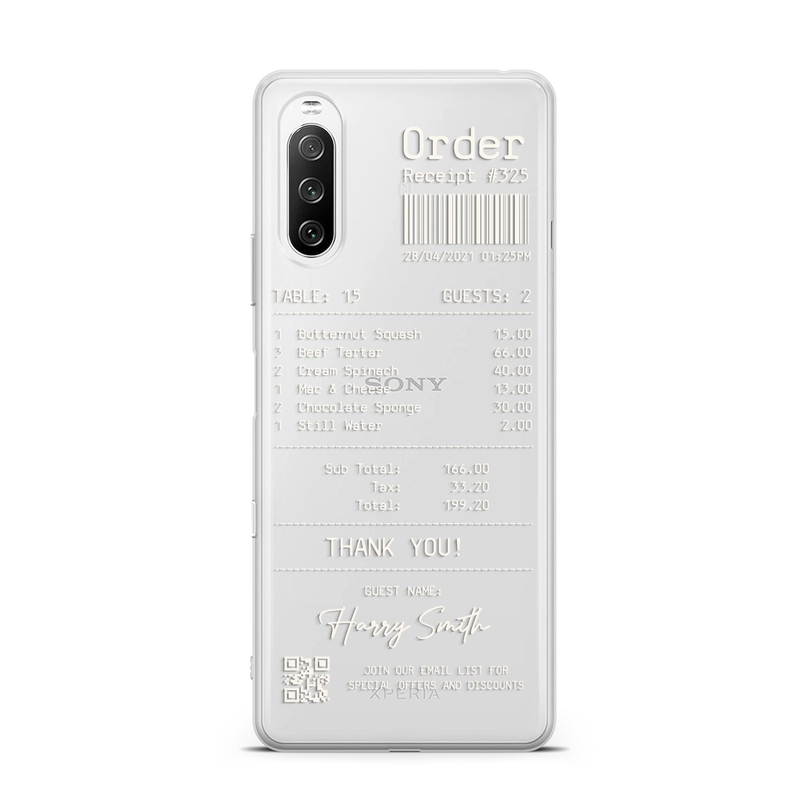 Personalised Receipt Sony Case – Dyefor