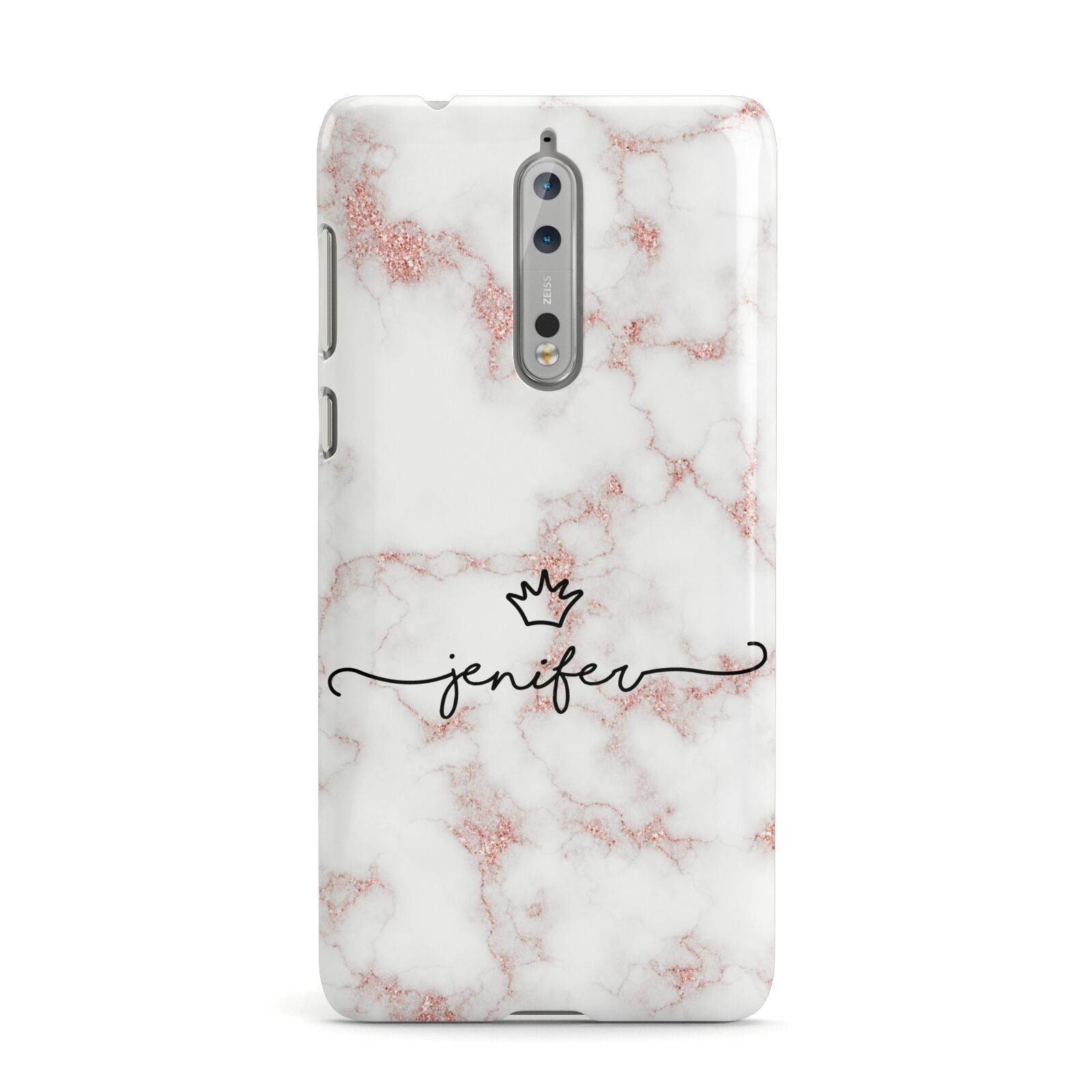 Pink Glitter Marble with Custom Text Nokia Case – Dyefor