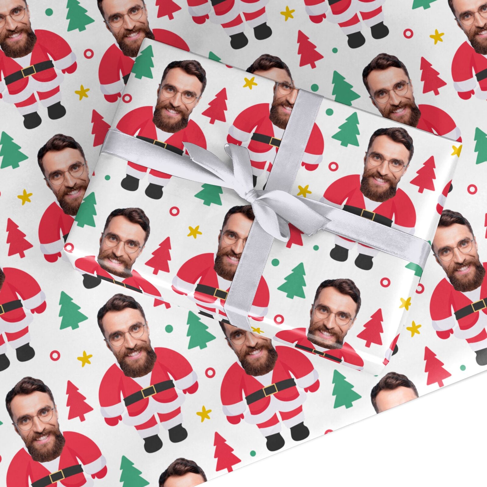 Santa Face Photo Personalised Wrapping Paper – Dyefor