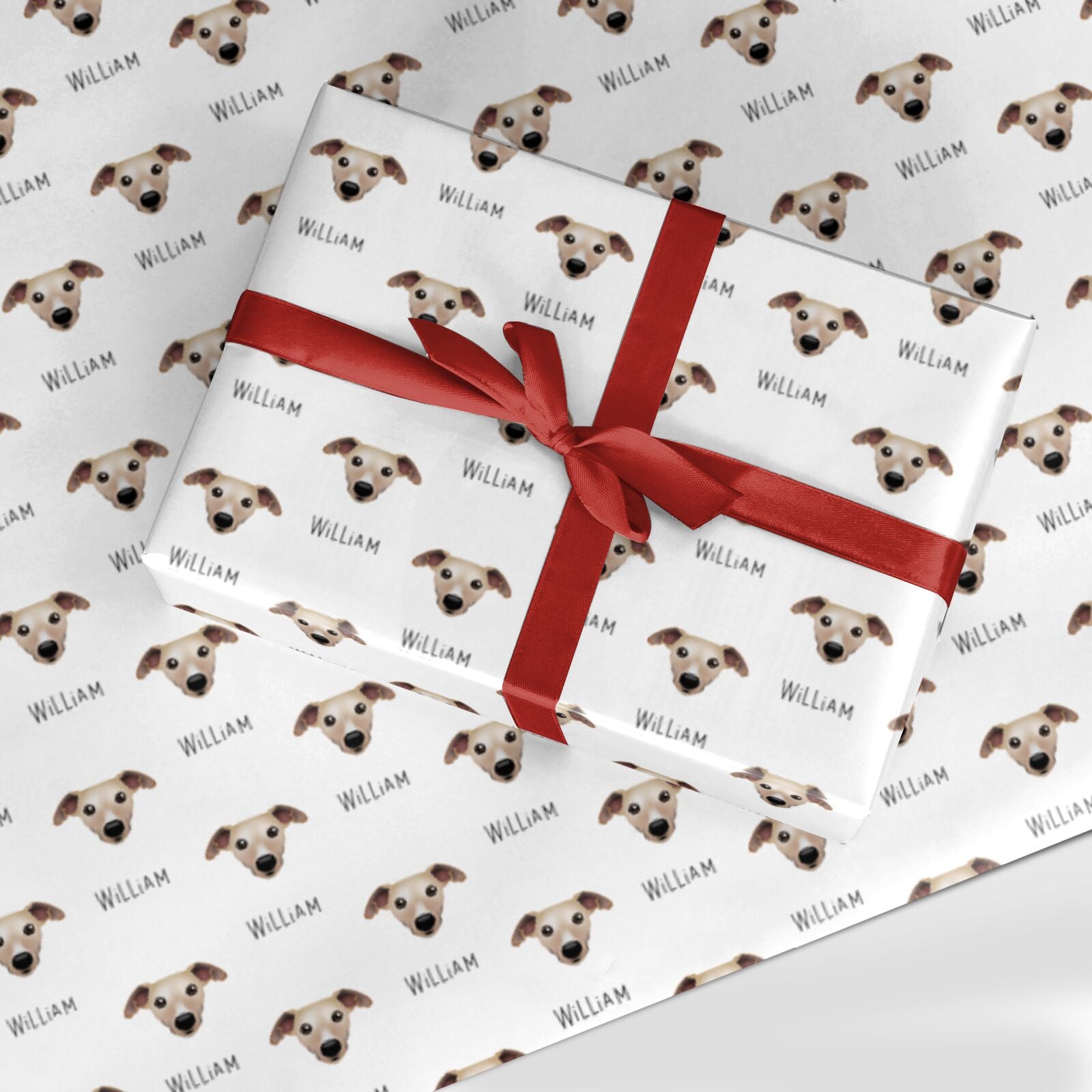 Whippet Icon with Name Wrapping Paper – Dyefor