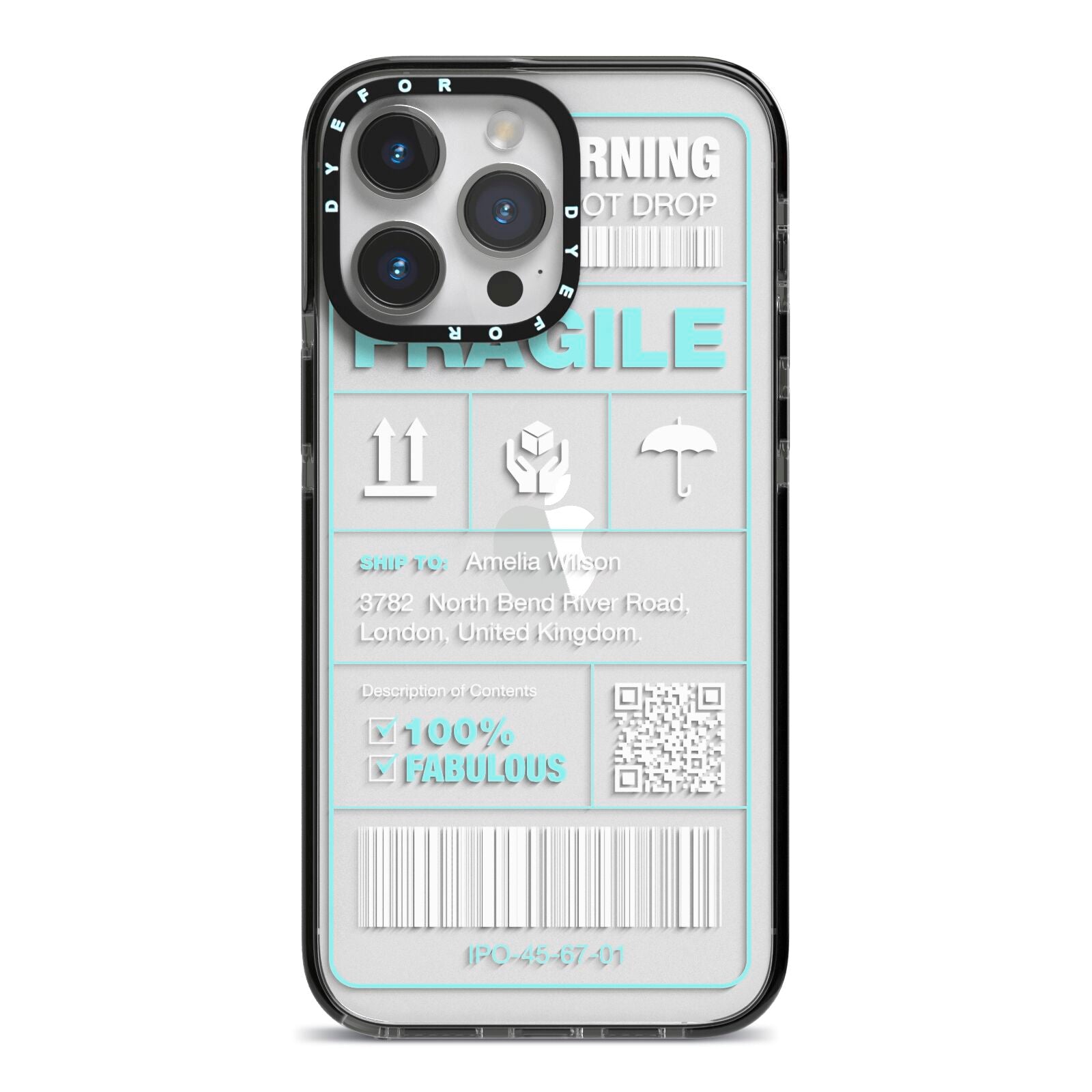 White and Blue Parcel Label with Name iPhone Case – Dyefor